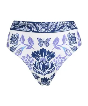 Farm Rio High-waisted Floral Bikini Bottoms - Blue