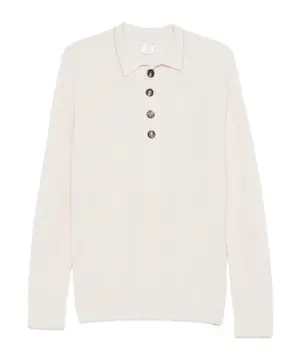 Eleventy Buttoned Collared Polo Shirt Light Beige