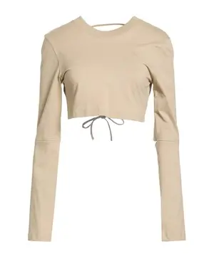 Jacquemus Solid-color Long-sleeve Cropped T-shirt - Khaki