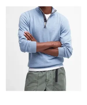 Barbour Half-zip Jumper With Embroidered Logo And Check Trim