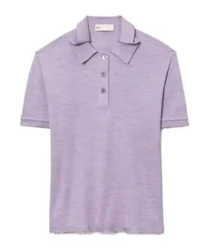 Tory Burch Oversized Silk Polo Shirt - Purple