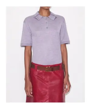 Tory Burch Oversized Silk Polo Shirt - Purple