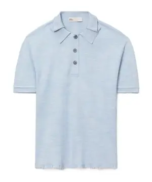 Tory Burch Oversized Silk Polo - Light Blue