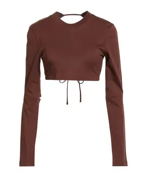 Jacquemus Solid Color Crop Tops - Brown