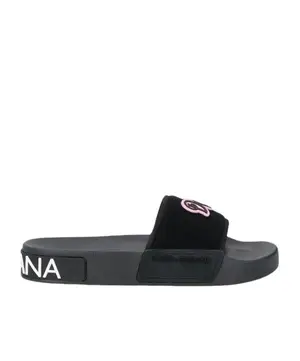 Dolce & Gabbana Letter Print Pool Slides - Black