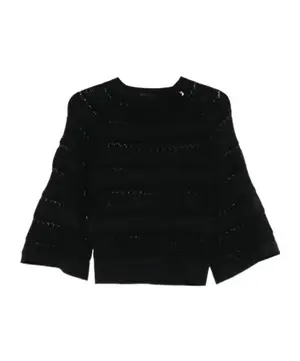 Liu Jo Crocheted Knit Round Neck Short Sleeve Top