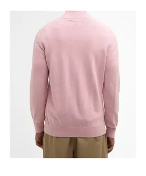 Barbour Half-zip Jumper With Embroidered Logo And Check Trim - Pink
