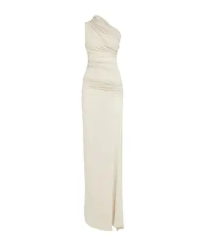 ENTIRE STUDIOS Pillar One-shoulder Pleated Maxi Dress - White
