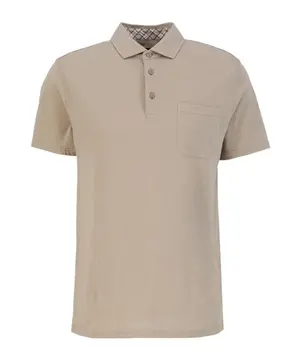 Barbour Short-sleeved Polo Shirt With Chest Pocket - Nude