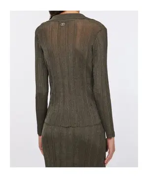 Liu Jo Lurex Ribbed V-neck Sweater
