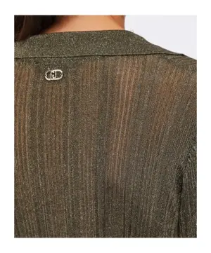 Liu Jo Lurex Ribbed V-neck Sweater