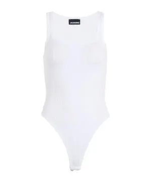 Jacquemus Solid-colored Sleeveless Stretch Bodysuit - White