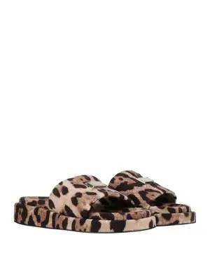Dolce & Gabbana Leopard Print Velvet Slide Sandals