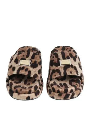 Dolce & Gabbana Leopard Print Velvet Slide Sandals