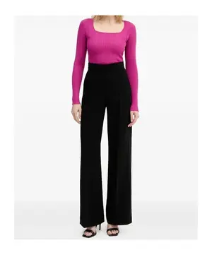 TWINSET Ribbed Square Neck Long Sleeve Sweater