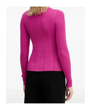 TWINSET Ribbed Square Neck Long Sleeve Sweater
