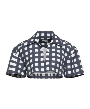 Jacquemus Checked Cropped Woven Top