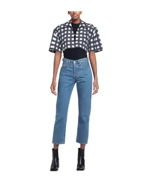 Jacquemus Checked Cropped Woven Top