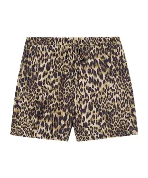 NILI LOTAN Drawstring Leopard-print Shorts
