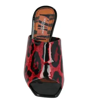 Dolce & Gabbana Leopard Print Patent Leather Slide Sandals