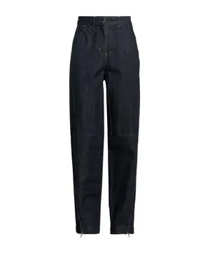 Jacquemus Dark Wash Straight Leg Jeans With Embroidered Logo