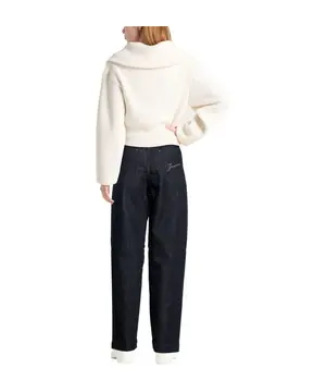 Jacquemus Dark Wash Straight Leg Jeans With Embroidered Logo