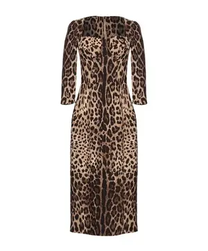 Dolce & Gabbana Leopard-print Crepe Sheath Dress