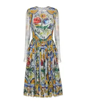 Dolce & Gabbana Printed Long Sleeve Dress