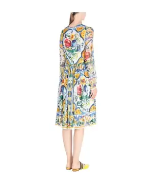 Dolce & Gabbana Printed Long Sleeve Dress