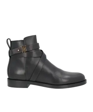 Burberry Glossy Leather Ankle Boots With Straps