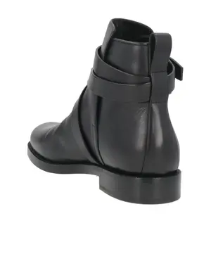 Burberry Glossy Leather Ankle Boots With Straps