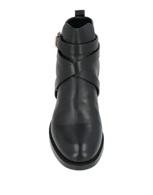 Burberry Glossy Leather Ankle Boots With Straps