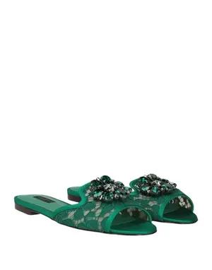 Dolce & Gabbana Lace Print Sandals - Green
