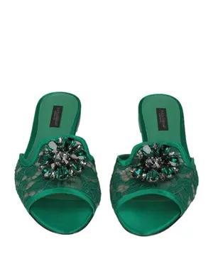Dolce & Gabbana Lace Print Sandals - Green