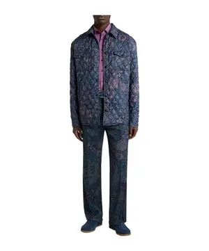 Etro Quilted Overshirt With Floral Paisley Motif
