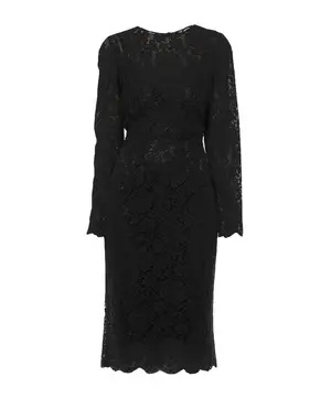 Dolce & Gabbana Lace Long-sleeved Midi Dress - Black
