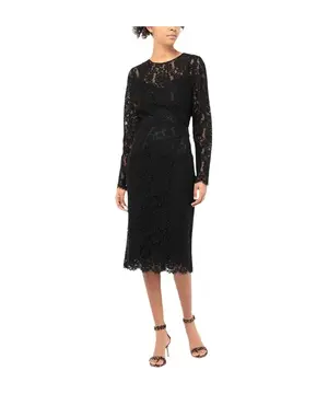 Dolce & Gabbana Lace Long-sleeved Midi Dress - Black