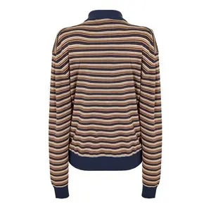 Miu Miu Striped Knit Long Sleeve Polo