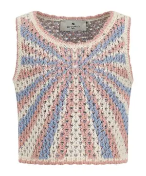 Etro Crocheted Cotton Top With Ray Motif