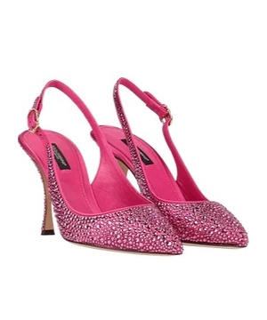 Dolce & Gabbana Embellished Satin Pointed Toe Slingbacks