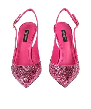 Dolce & Gabbana Embellished Satin Pointed Toe Slingbacks