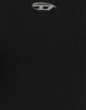 DIESEL® Ribbed Long Sleeve Top With Logo Detail