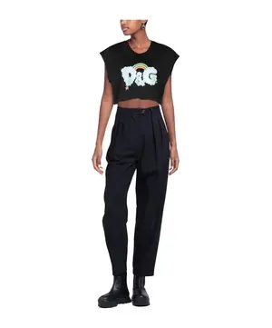 Dolce & Gabbana Graphic Print Cropped Sleeveless T-shirt