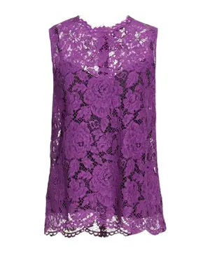Dolce & Gabbana Solid-colored Sleeveless Lace Top - Purple
