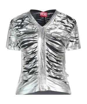 DIESEL® Solid-color Metallic Luster T-shirt - Silver