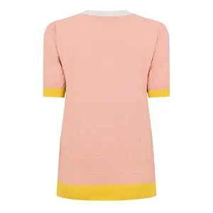 Fendi Knit Pullover Top With Textured Ff Motif - Nude