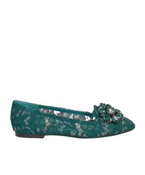 Dolce & Gabbana Dolce & Gabbana Lace Print Loafers With Embellishment Blue