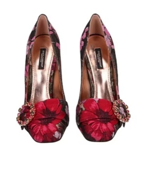 Dolce & Gabbana Floral Print Embellished High Heel Pumps