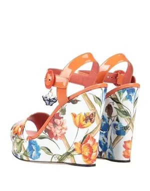 Dolce & Gabbana Floral Print High Heel Wedge Sandals