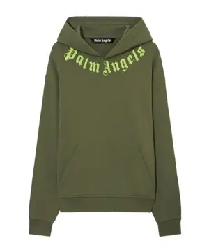 Palm Angels Neck-logo Hoodie - Green